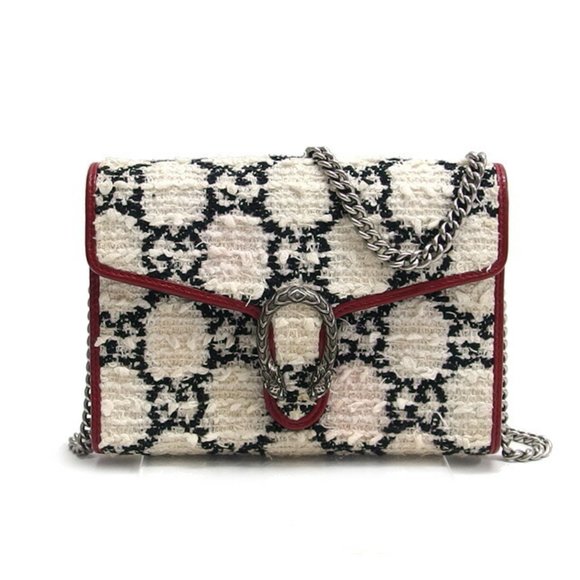 Gucci | Bags | Gucci Chain Shoulder Bag Dionysus Tweed Gg Pattern ...
